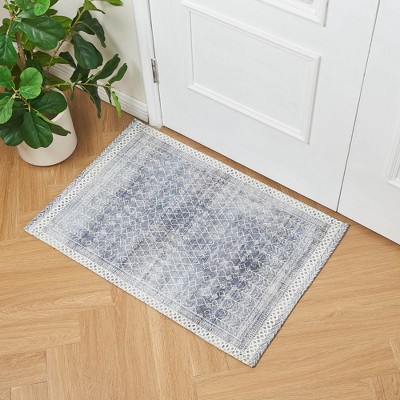 Great Bay Home Distressed Geometric Print Washable Area Rug (grey, 2 ...