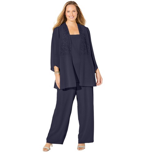 Catherines Women's Plus Size Masquerade Beaded Pant Set - 16 W, Mariner ...