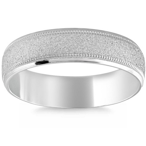 Pompeii3 Platinum 7mm Flat Comfort Fit Brushed Wedding Band Mens Ring ...