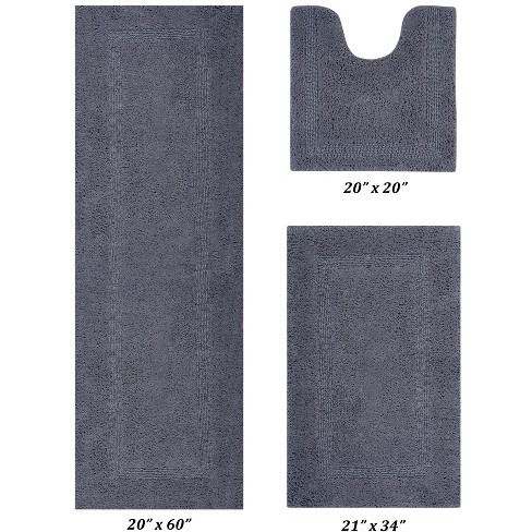 Better Trends Lux 100% Cotton Tufted Solid Reversible Bath Rug Set 3 Pc ...