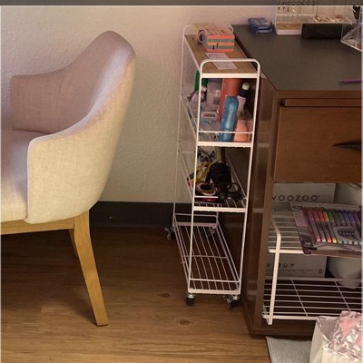 Skinny Storage Cart Matte White - Brightroom™: Iron Utility Cart, No ...