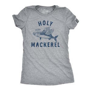 Womens Holy Mackerel T Shirt Funny Angel Halo Blessed Fish Saying Joke Tee For Ladies - Crazy ...