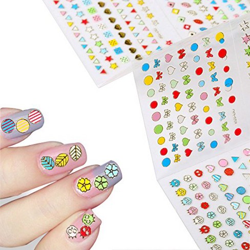 Wrapables Mini Colorful Shapes Nail Stickers Nail Art Set (24 Sheets ...