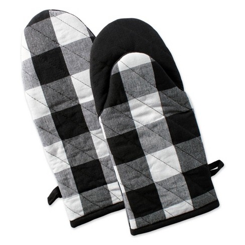 2pk Cotton Buffalo Check Oven Mitt Set Black Design Imports Classic Pattern Kitchen Textiles Machine Washable 13 x7 Target