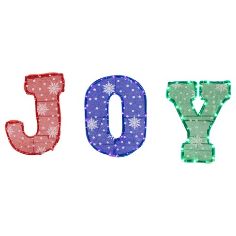 Northlight 14" Led Lighted Traditional Colored 'joy' Outdoor Christmas ...