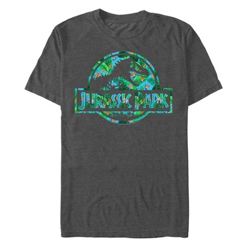 Men's Jurassic Park Floral T Rex Logo T-shirt - Charcoal Heather ...