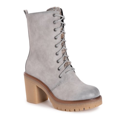 Muk Luks Women's Riser Jazz Heeled Boots - Grey, 6 : Target