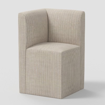 3pc Cora Dining Set With Chair And 2 Banquettes In Pinstripe Linen ...