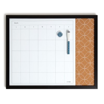 U Brands 20"x 30" Pinit Magnetic Dry Erase Calendar Board Wood Frame ...