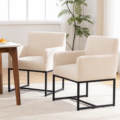 KERDOM Set of 2 Upholstered Dining Chairs with Arms, Modern Accent ...