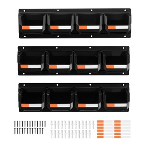 VEVOR Wall Mounted Storage Bins, 12 Plastic Bins & 3 Metal Rails ...