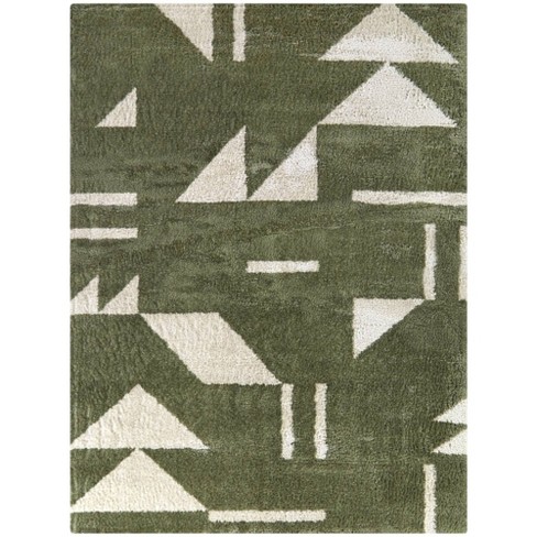 Balta Rugs 5'3"x7' Johan Geometric Teen Rug Green: Medium Pile, Stain ...