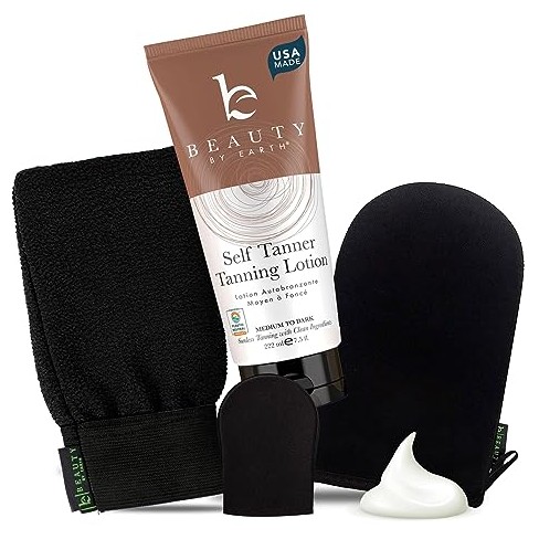 Beauty By Earth Self Tanner Lotion And Self Tanning Mitt - Medium To ...