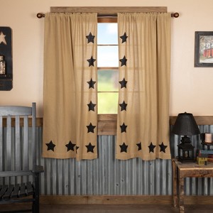 Burlap w/Black Stencil Stars Short Panel Set of 2 63x36 : Target