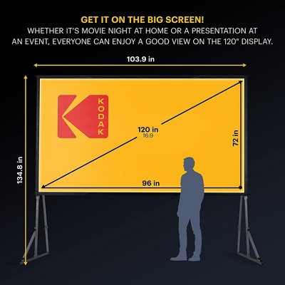 Kodak 120” Fast-folding Portable Projector Screen With Stand - White ...