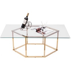 Metal And Glass Coffee Table Gold - Olivia & May : Target