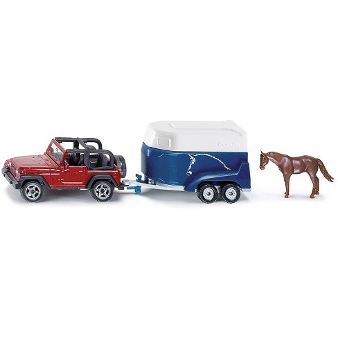 Jeep Red With Horse Trailer Blue And Horse Accessory Diecast Model By Siku : Target