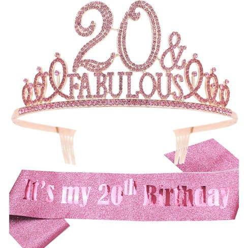 20th Birthday Sash And Tiara For Women - Fabulous Set: Glitter Sash + Fabulous : Target