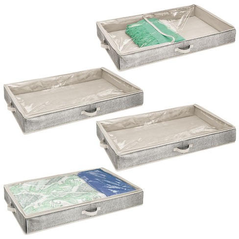 Mdesign Fabric Under Bed Storage Organizer, Zippered Lid, 4 Pack : Target