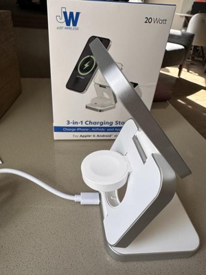 Just Wireless 3-in-1 Magnetic Collapsible Wireless Charger - White : Target