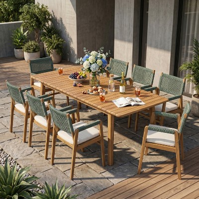 Christopher Knight Home Mossy Modern 9 Piece Acacia Patio Dining Set ...