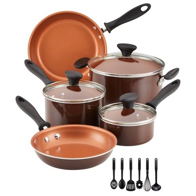 Farberware Eco Advantage 13pc Ceramic Nonstick Cookware Set Gray : Target