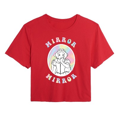 Women's Disney Mirror Mirror Cropped Graphic T-Shirt - Red - Small : Target