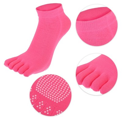 Unique Bargains Sticky Five Finger Socks 4 Pair Rose Red : Target