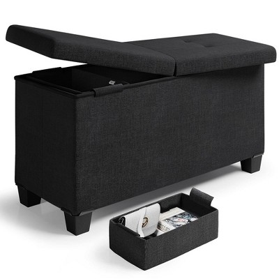 Nestl 30" Storage Ottoman Bench With Storage Bins, Rectangular Storage ...