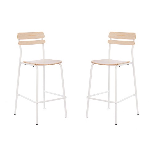 Flash Furniture 2 Pack Cyprus Commercial Grade Solid Wood Bar Stools ...