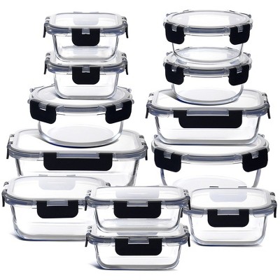 Joytable 12-pack Glass Food Storage Containers With Lids, Reusable ...
