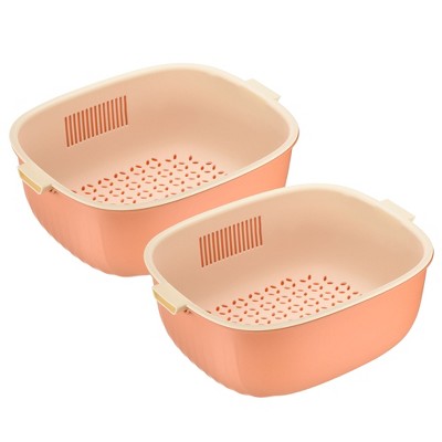 Unique Bargains Plastic Colander Kitchen Drain Basket With Handles Rice ...