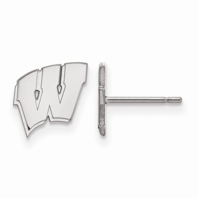 Black Bow Jewelry Sterling Silver Wisconsin Badgers Ncaa Post Earring ...