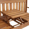 Sunnydaze Outdoor Meranti Wood With Teak Oil Finish 2-person Bench Seat With Pop-up Table - 60 ...
