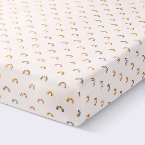 Cotton Fitted Crib Sheet - Rainbows - Cloud Island™ : Target