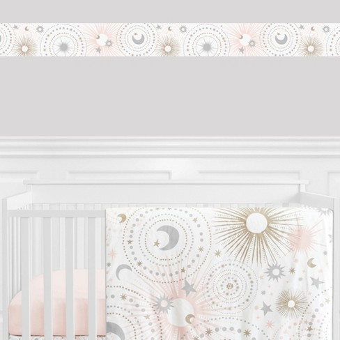 Sweet Jojo Designs Girl Wallpaper Wall Border Celestial Pink, Gold And ...