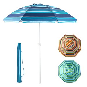 Tangkula 6.5 Ft Patio Portable Beach Adjustable Umbrella W/ Sandbag ...