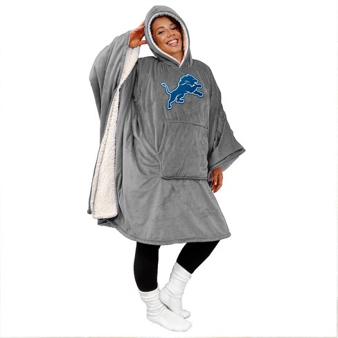 Nfl Detroit Lions Team Color Bloncho With Logo Patch And Faux Shearling ...