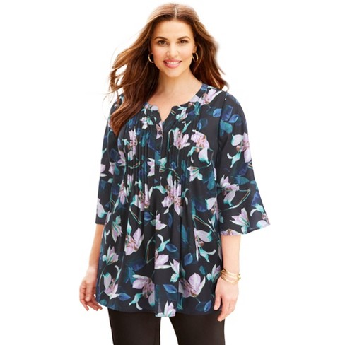 Catherines Women's Plus Size Georgette Pintuck Blouse : Target