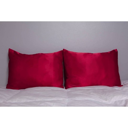 Morning Glamour Standard Satin Solid Pillowcase Set Red : Target