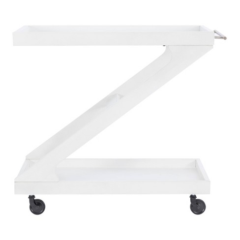 Jepperd Z-shaped Solid Wood And Tempered Glass Top Rolling Bar Cart ...