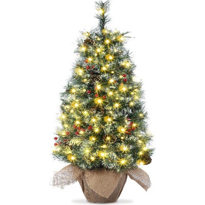 3ft Pre-lit Christmas Tree,artificial Christmas Trees,snow Flocked ...