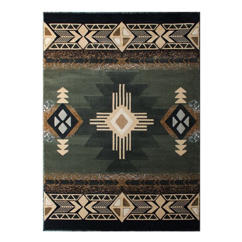 Masada Rugs South West Area Rug Design C318 Sage Green (5 Feet X 7 Feet ...