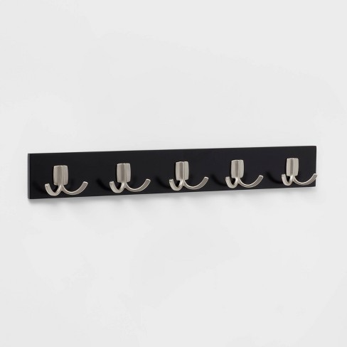 Modern Octopus 5 Rail Nickel Hooks Black - Brightroom™: Wall Mounted ...