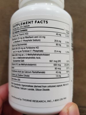 Thorne B-complex #12 - Vitamin B Complex With Active B12 And Folate ...