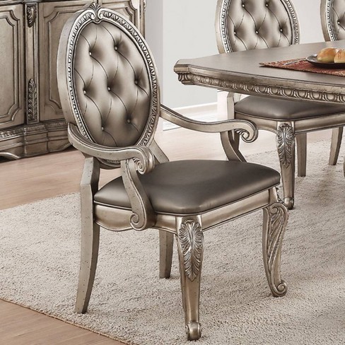 24" Northville Dining Chair Pu And Antique Silver - Acme Furniture ...
