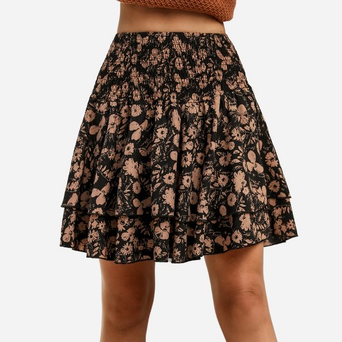 Women's Floral Smocked Mini Skirt - Cupshe : Target