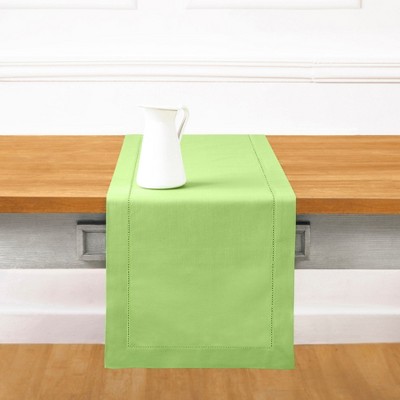 Solino Home Cotton and Linen Hemstitch Table Runner Apple Green 14 x 90 ...