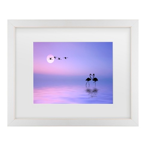 Trademark Fine Art - Bess Hamiti Flying Flamingo Matted Framed Art : Target
