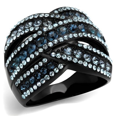 Slickblue Women’s Stainless Steel Overlapping Band Ring, Montana Blue ...